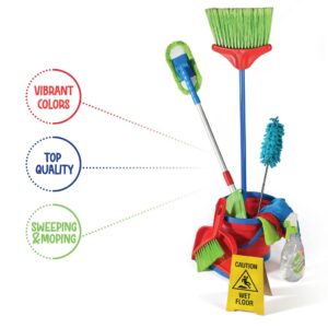 Play22 Kids Cleaning Set 12 Piece - Toy Cleaning Set Includes Broom, Mop, Brush, Dust Pan, Duster, Sponge, Clothes, Spray, Bucket, Caution Sign, - Toy Kitchen Toddler Cleaning Set - Original