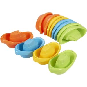 blue panda 12 pack bath toy boats, bathtub plastic kids tugboats for ages 3 and up, multicolored