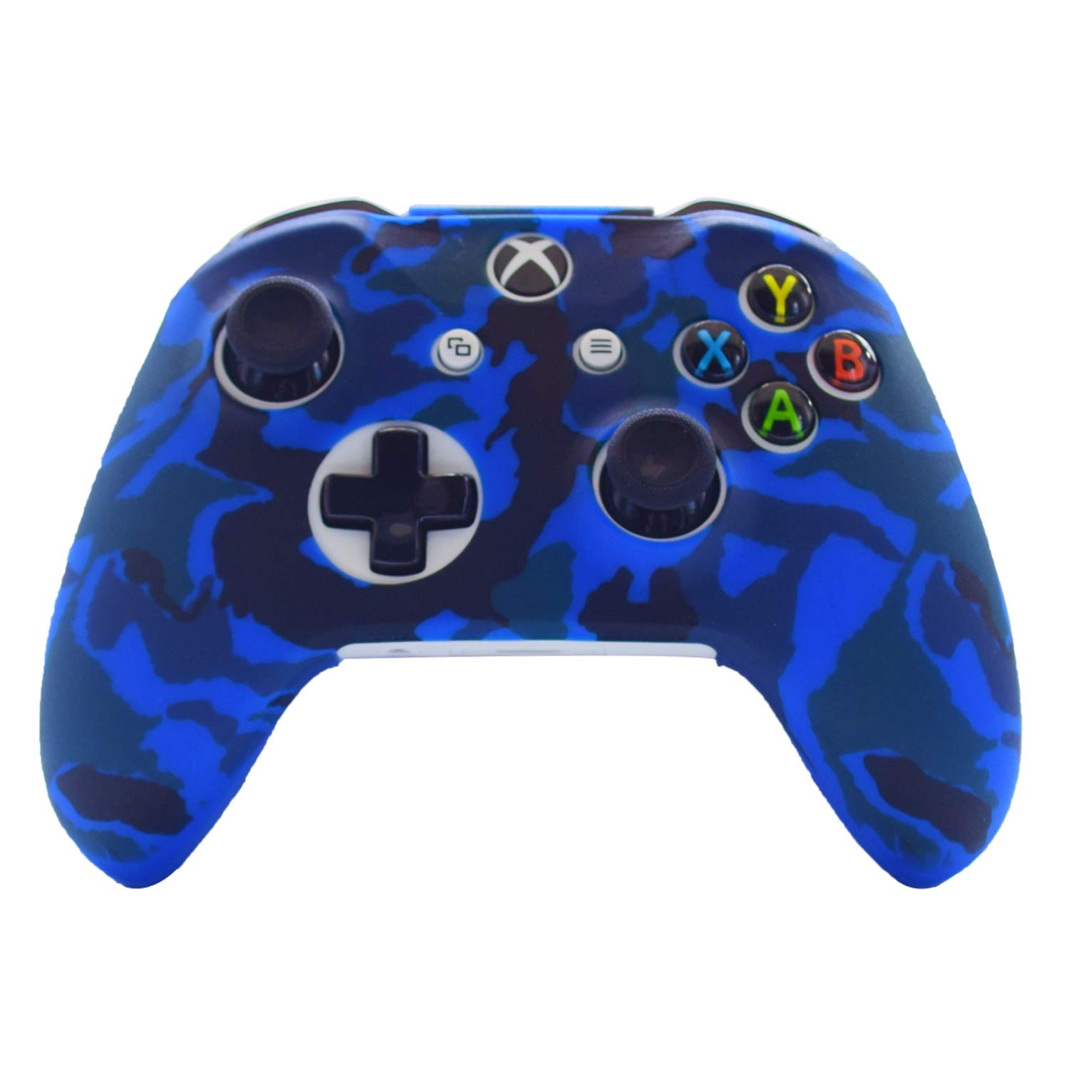 Hikfly Silicone Gel Controller Cover Skin Protector Kits for Xbox One Controller Video Games(1 x Controller Camouflage cover with 8 x Thumb Grip Caps)(Blue)