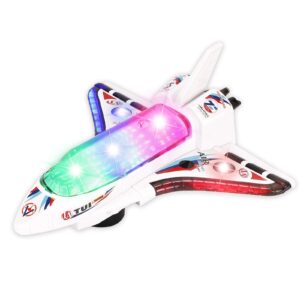 devan bump and go electric space shuttle airplane toy with flashing 3d lights and sounds