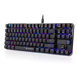 mechanical keyboard wired 87 keys rgb gaming keyboard brown switches led-backlit mode computer game keyboard for office gaming gamer