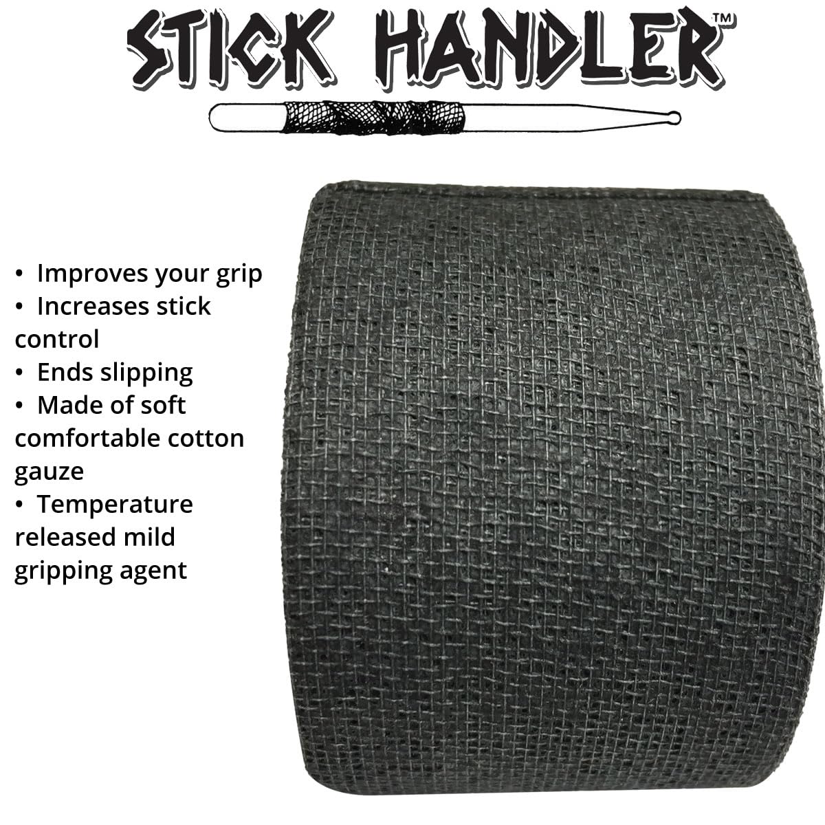 STICK HANDLER Professional Drumstick Grip Tape Pro Pack (Black | Two Pack)