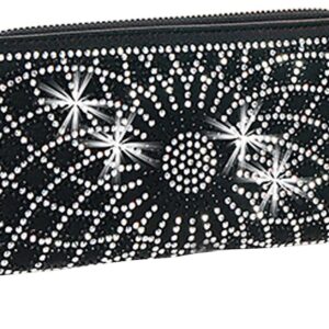 Zzfab Gem Sparkle Wallet Matching Star Flower Rhinestone Wallet for Sparkle Purse Black