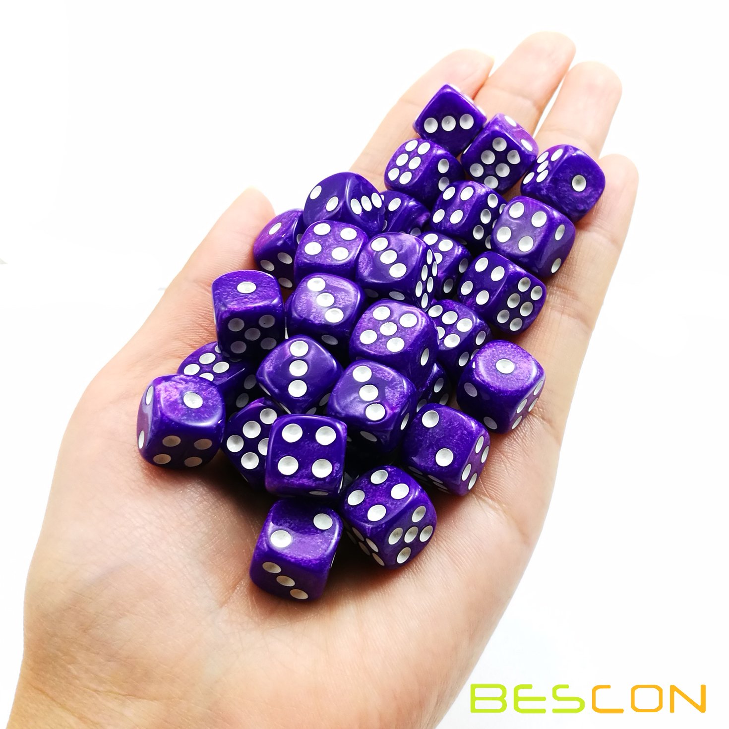 Bescon 12mm 6 Sided Dice 36 in Brick Box, 12mm Six Sided Die (36) Block of Dice, Marble Purple