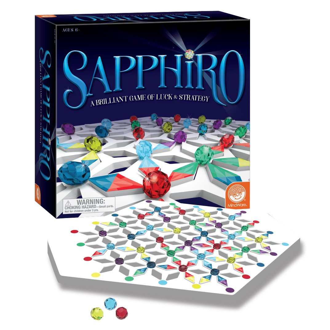 MindWare Sapphiro – Strategy Family Game for All Ages – All-Inclusive & Fun for Kids & Adults – 140pc Board Game for 2 to 4 Players, Ages 6+