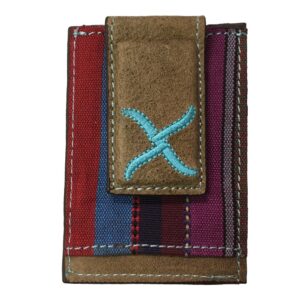 twisted x brand light blue with cross-stitch pattern leather money clip - xrfp-4