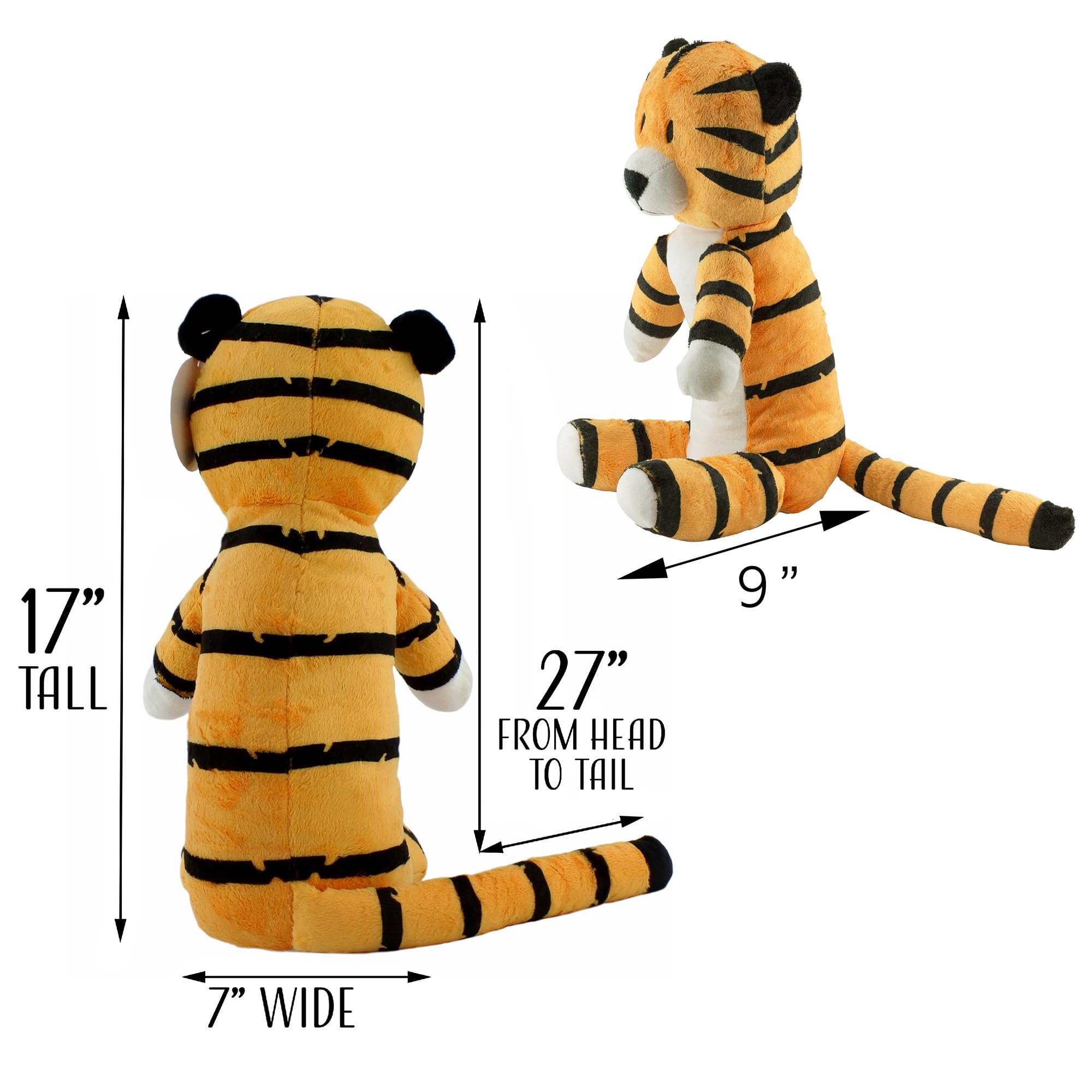 Attatoy Regit The Plush Tiger Toy, 17-Inch Tall Striped Sitting Tiger Stuffed Animal