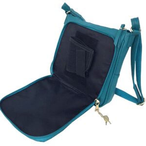 Leather Locking Concealment Crossbody Purse - CCW Concealed Carry Gun Bag, Turquoise, Size: 9.5 in. X 9.5 in. X 3 in.