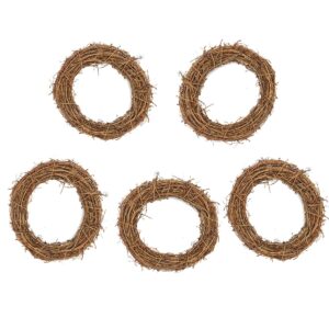 5pcs natural dried 8in round rattan handmade garland wreath xmas wedding home garden decor