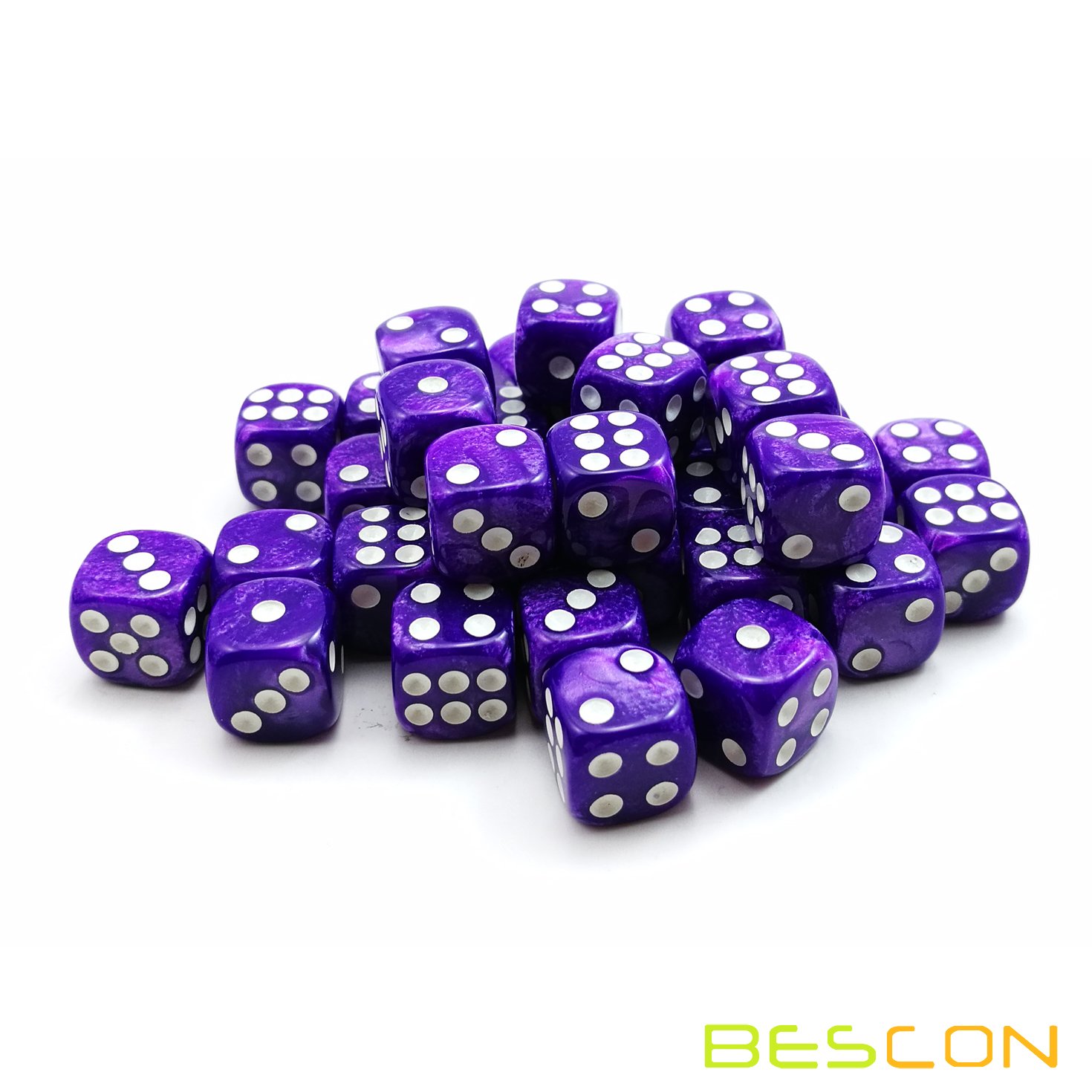 Bescon 12mm 6 Sided Dice 36 in Brick Box, 12mm Six Sided Die (36) Block of Dice, Marble Purple