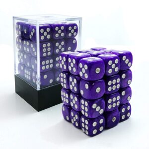 bescon 12mm 6 sided dice 36 in brick box, 12mm six sided die (36) block of dice, marble purple