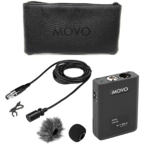 movo lv22od xlr lavalier omnidirectional condenser microphone with phantom power supply body pack, 12mm mic capsule, foam and deadcat windscreens, deluxe case