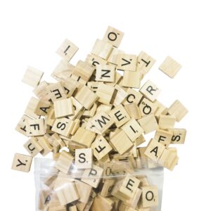 PERRIROCK 200 Pcs Scrabble Letters - 2 Complete Sets 200 Pcs in 1 Pack - Wood Tiles - Great for Crafts, Letter Tiles, Spelling by Clever Delights