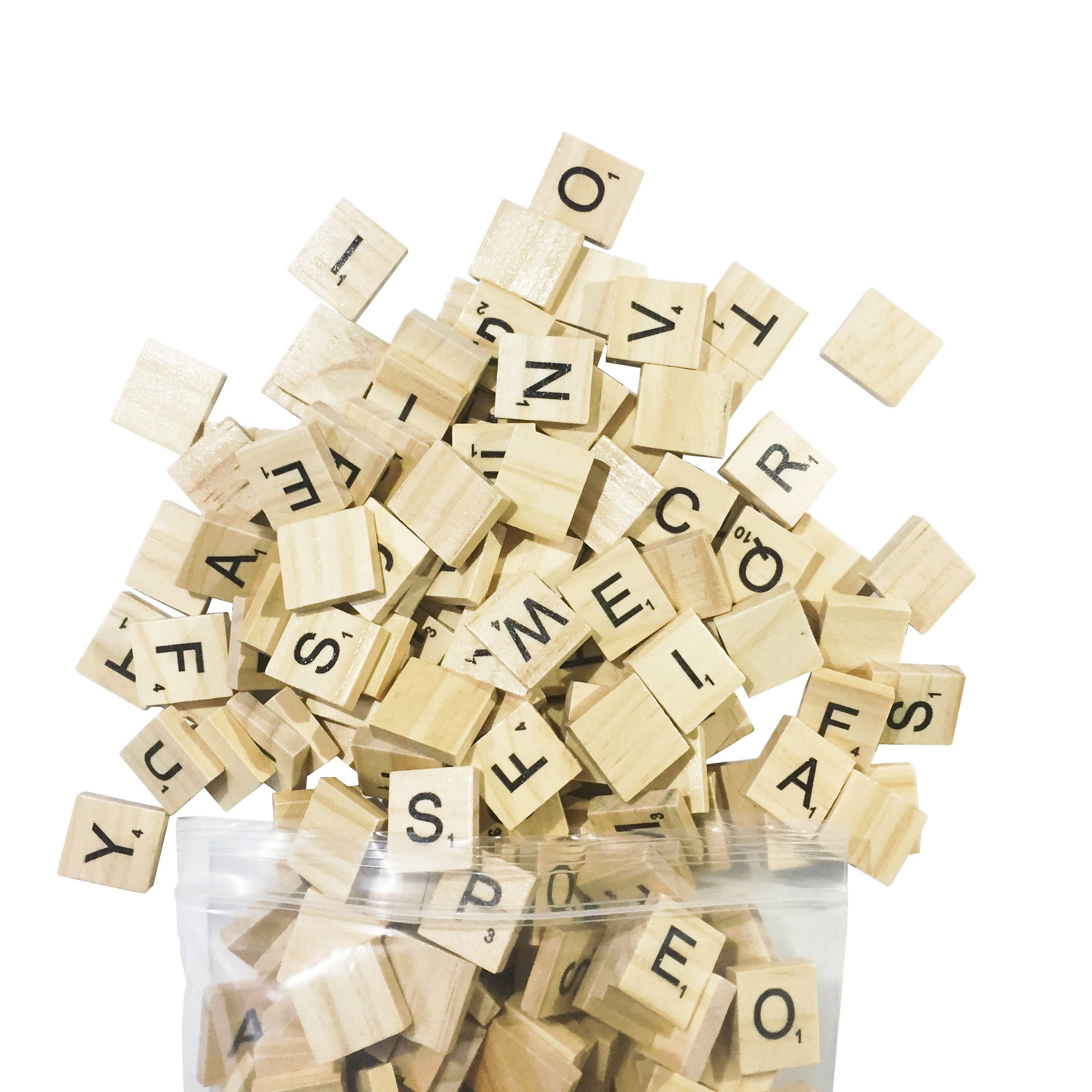 PERRIROCK 200 Pcs Scrabble Letters - 2 Complete Sets 200 Pcs in 1 Pack - Wood Tiles - Great for Crafts, Letter Tiles, Spelling by Clever Delights