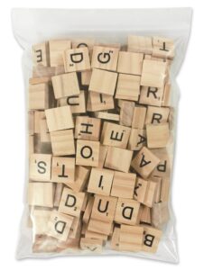 perrirock 200 pcs scrabble letters - 2 complete sets 200 pcs in 1 pack - wood tiles - great for crafts, letter tiles, spelling by clever delights