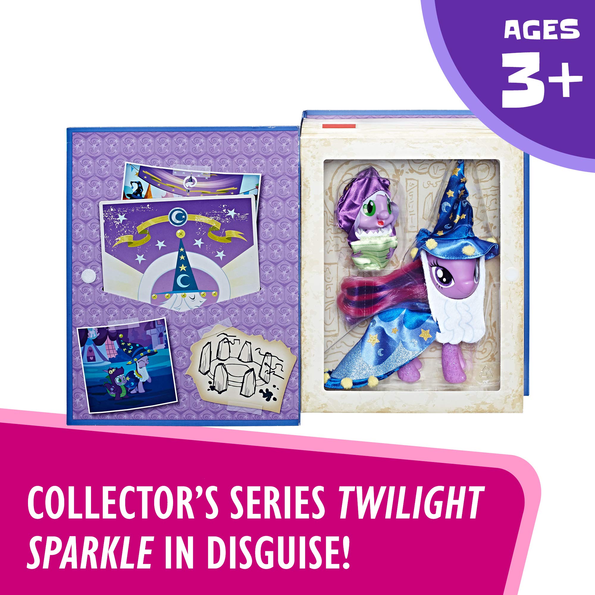 Hasbro My Little Pony Twilight Sparkle and Spike the Dragon Collector's Series Figures – Star Swirl the Bearded Outfit and Spell Book Package for Display