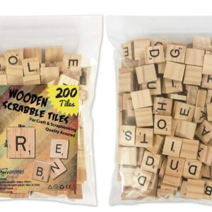 PERRIROCK 200 Pcs Scrabble Letters - 2 Complete Sets 200 Pcs in 1 Pack - Wood Tiles - Great for Crafts, Letter Tiles, Spelling by Clever Delights