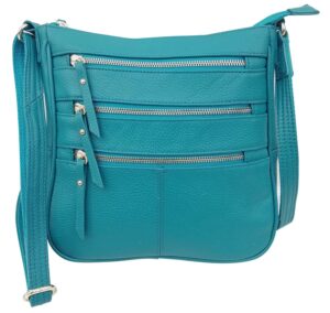 leather locking concealment crossbody purse - ccw concealed carry gun bag, turquoise, size: 9.5 in. x 9.5 in. x 3 in.