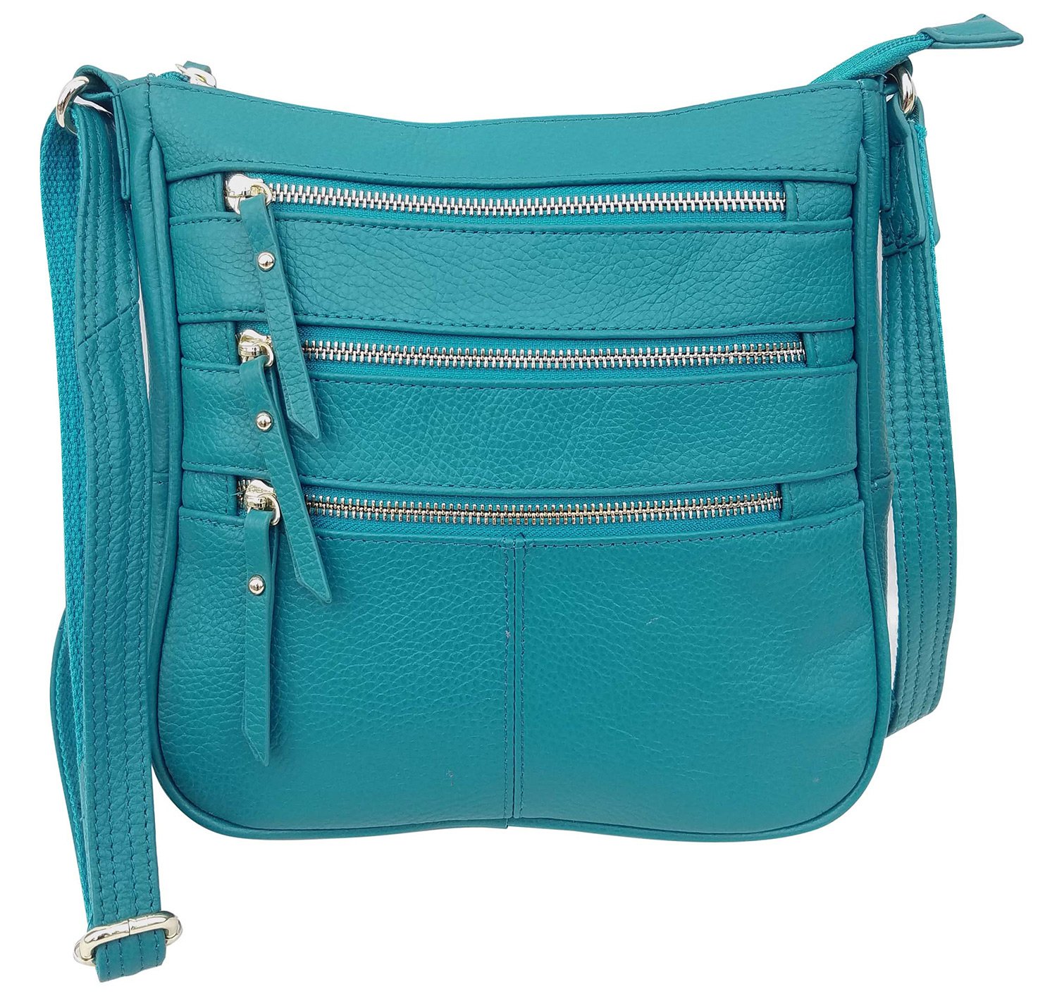 Leather Locking Concealment Crossbody Purse - CCW Concealed Carry Gun Bag, Turquoise, Size: 9.5 in. X 9.5 in. X 3 in.