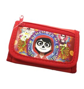 kids size disney movie licensed coco tri-fold wallet red color