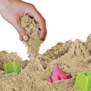 national geographic blue marble moon sand - 12 lbs. of play sand with castle molds (natural) - a fun no mess sensory activity, kids fake sand play set, sensory bin filler