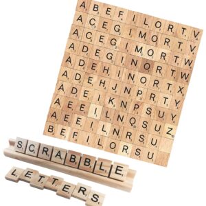 PERRIROCK 200 Pcs Scrabble Letters - 2 Complete Sets 200 Pcs in 1 Pack - Wood Tiles - Great for Crafts, Letter Tiles, Spelling by Clever Delights