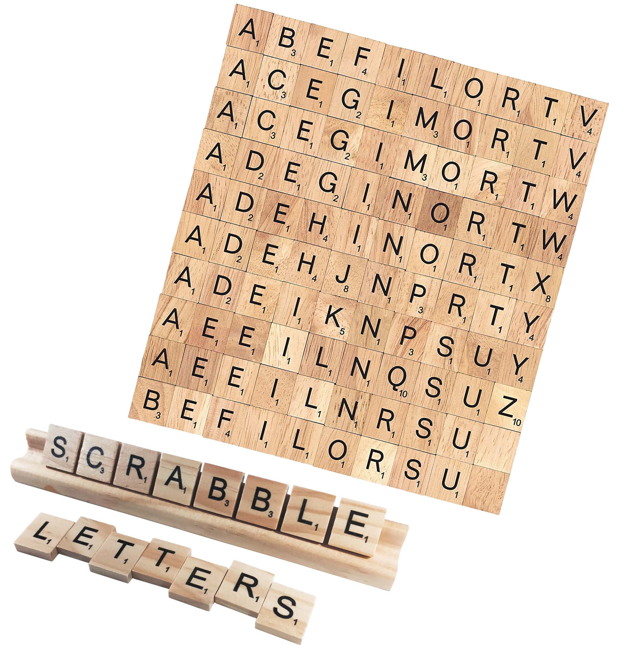 PERRIROCK 200 Pcs Scrabble Letters - 2 Complete Sets 200 Pcs in 1 Pack - Wood Tiles - Great for Crafts, Letter Tiles, Spelling by Clever Delights