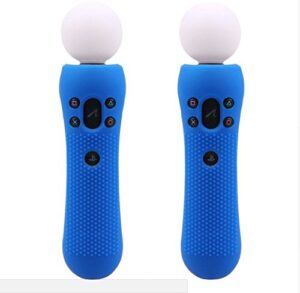 （blue） 2 pcs anti-slip silicone rubber cover protective skin case for playstation ps4 vr move motion controller