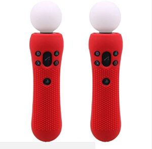 （red）2 pcs anti-slip silicone rubber cover protective skin case for playstation ps4 vr move motion controller