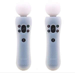 （white）2 pcs anti-slip silicone rubber cover protective skin case for playstation ps4 vr move motion controller