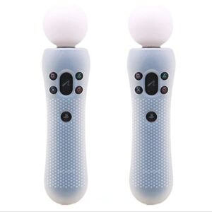 （White）2 pcs Anti-slip Silicone Rubber Cover Protective Skin Case for PlayStation PS4 VR Move Motion Controller