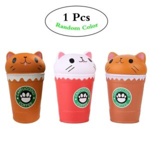 Anboor Squishys Food Toy,5.3" Soft Squishies Cat Coffee Cup,Kawaii Toy for Kid Adults Collection Stress Relief Kid's Toys