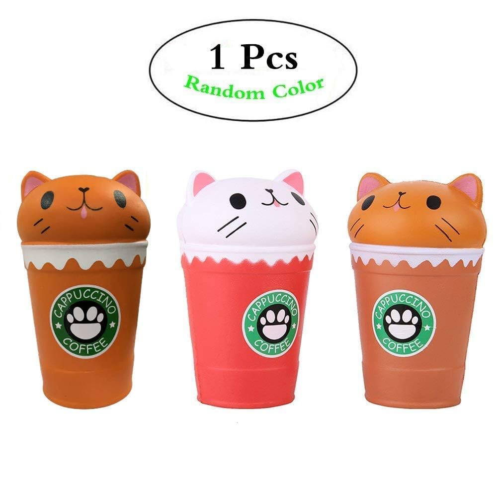 Anboor Squishys Food Toy,5.3" Soft Squishies Cat Coffee Cup,Kawaii Toy for Kid Adults Collection Stress Relief Kid's Toys