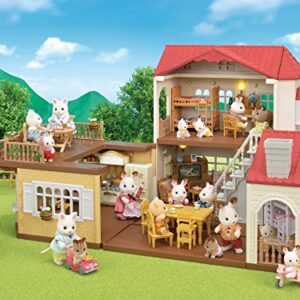 Calico Critters Red Roof Country Home - Dollhouse Playset with Figures, Furniture and Accessories for Ages 3+