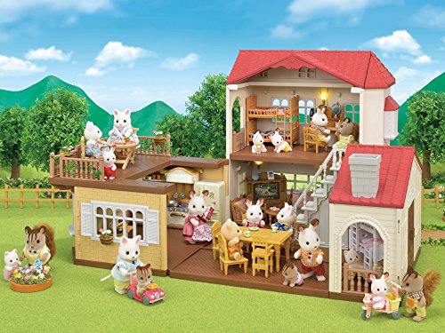 Calico Critters Red Roof Country Home - Dollhouse Playset with Figures, Furniture and Accessories for Ages 3+