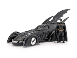 jada toys dc comics batman forever batmobile & batman figure 1:24 die - cast vehicle with figure matte black