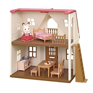 calico critters red roof cozy cottage - dollhouse playset with figures, furniture and accessories for ages 3+