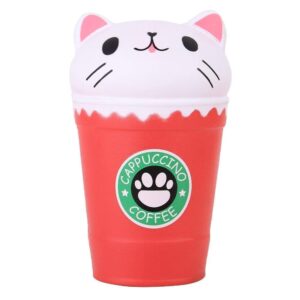 anboor squishys food toy,5.3" soft squishies cat coffee cup,kawaii toy for kid adults collection stress relief kid's toys