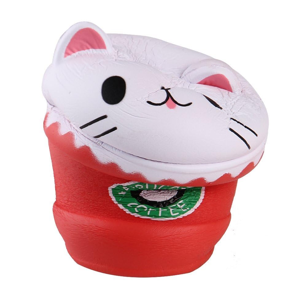 Anboor Squishys Food Toy,5.3" Soft Squishies Cat Coffee Cup,Kawaii Toy for Kid Adults Collection Stress Relief Kid's Toys