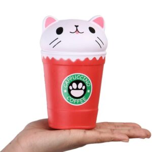 Anboor Squishys Food Toy,5.3" Soft Squishies Cat Coffee Cup,Kawaii Toy for Kid Adults Collection Stress Relief Kid's Toys