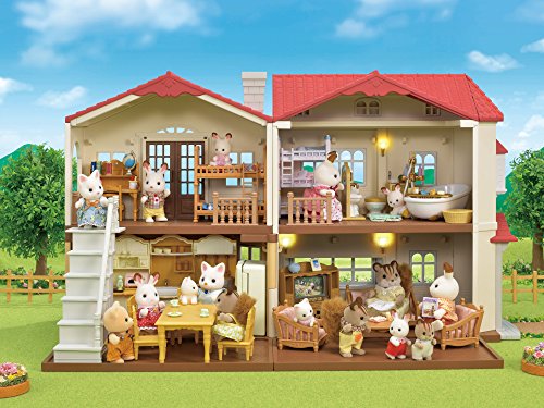 Calico Critters Red Roof Country Home - Dollhouse Playset with Figures, Furniture and Accessories for Ages 3+