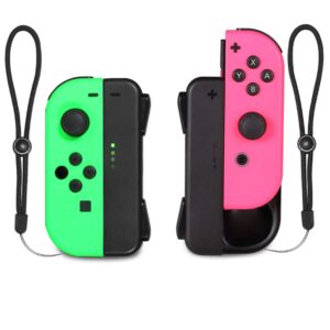 mini charging dock charger for nintendo switch joy-con with low battery reminder and led charger indicator - black, 2 packs