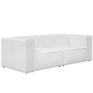 modway mingle contemporary modern 2-piece sectional sofa set in white