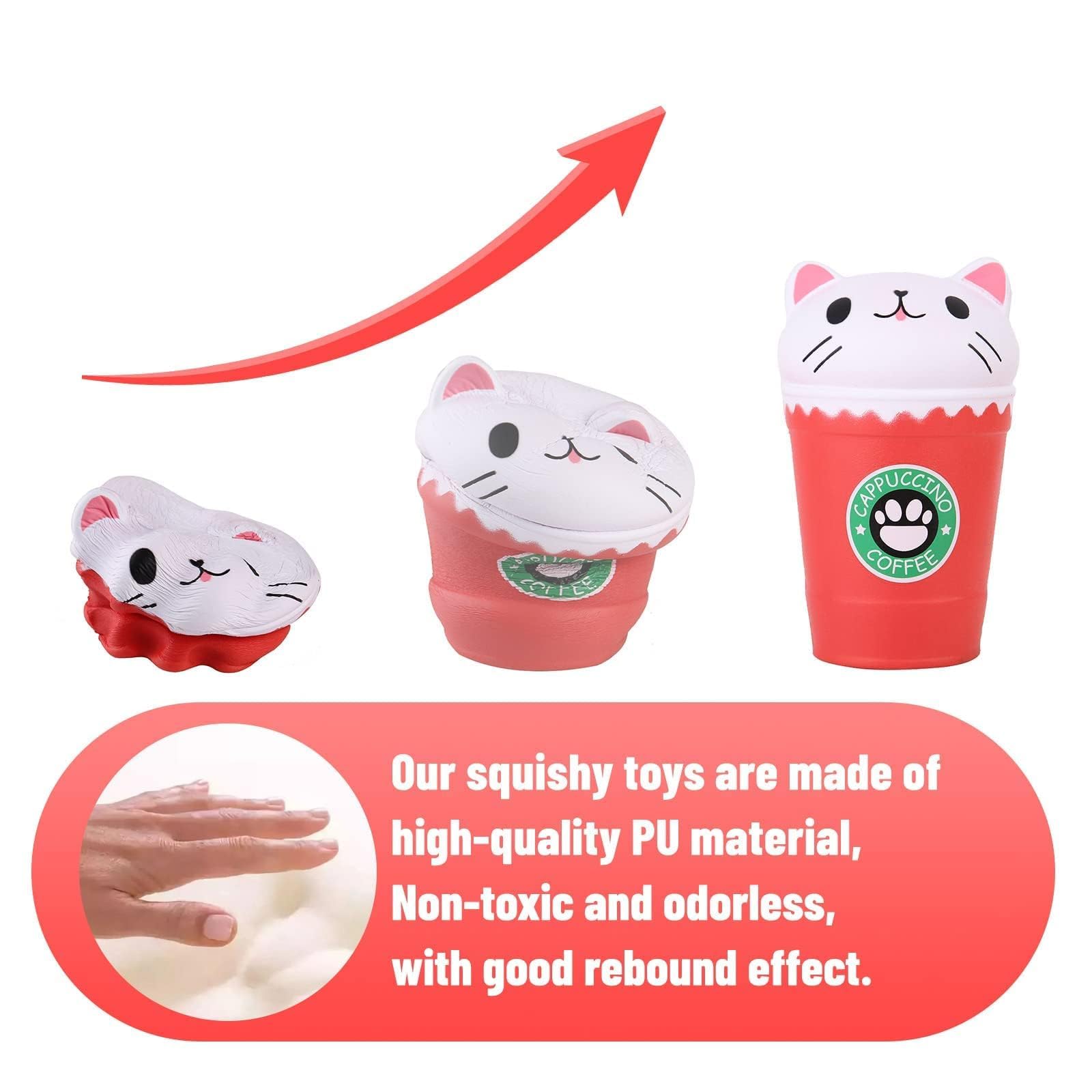 Anboor Squishys Food Toy,5.3" Soft Squishies Cat Coffee Cup,Kawaii Toy for Kid Adults Collection Stress Relief Kid's Toys