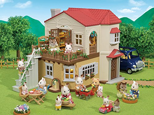 Calico Critters Red Roof Country Home - Dollhouse Playset with Figures, Furniture and Accessories for Ages 3+