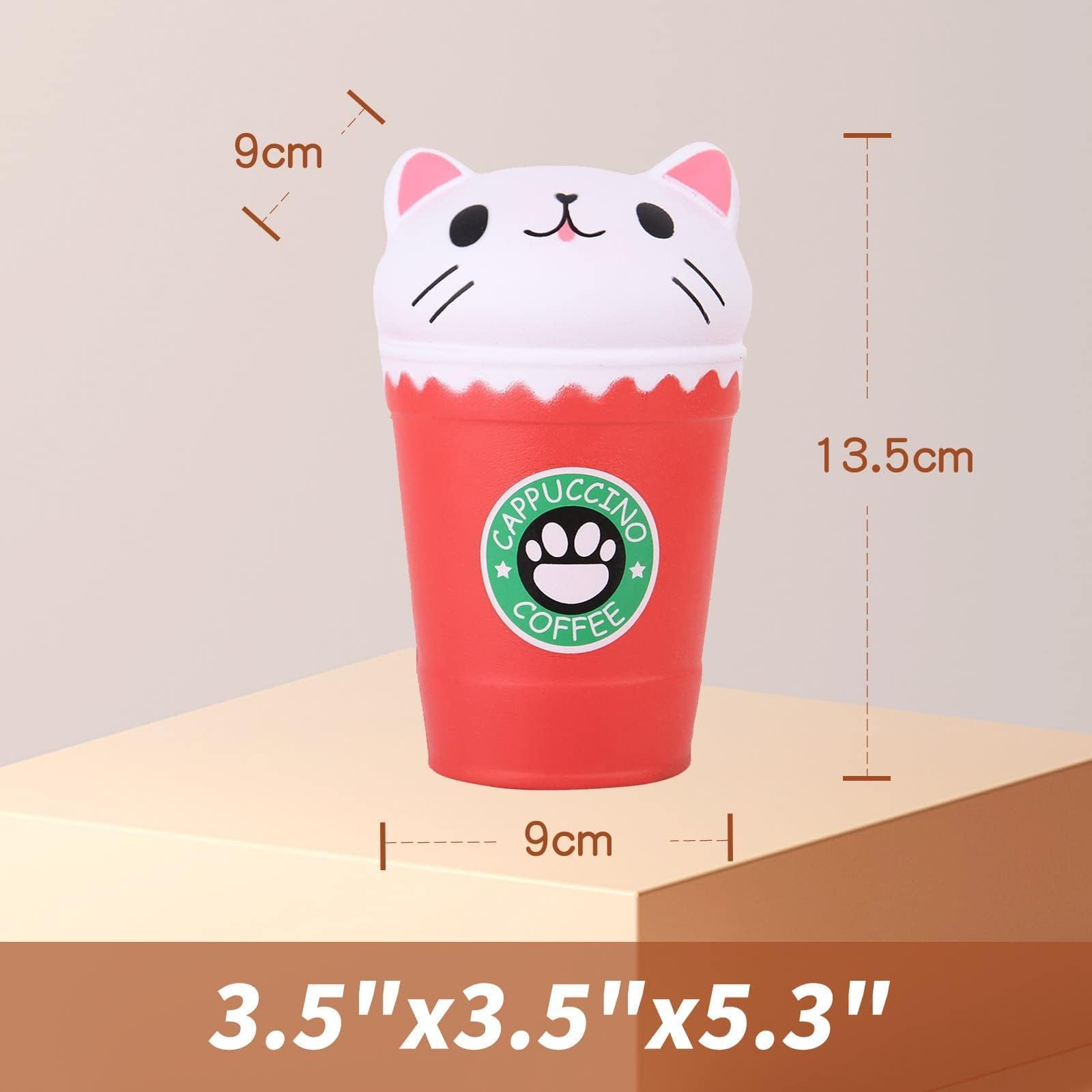 Anboor Squishys Food Toy,5.3" Soft Squishies Cat Coffee Cup,Kawaii Toy for Kid Adults Collection Stress Relief Kid's Toys