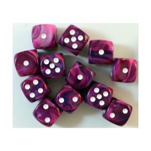 chessex dnd dice set d&d dice-16mm festive violet and white plastic polyhedral dice set-dungeons and dragons dice includes 12 dice – d6, various (chx27657)