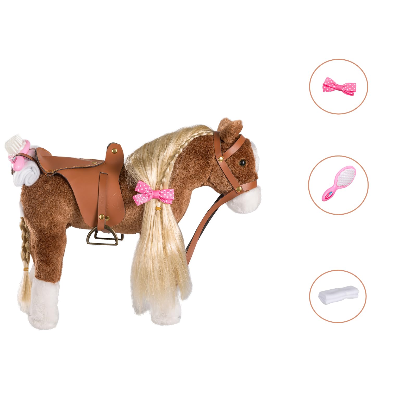 HollyHOME Horse Stuffed Animal Cute Pony Plush Pretend Play Horse Toys for Girls and Horse Lovers 11 inches Brown