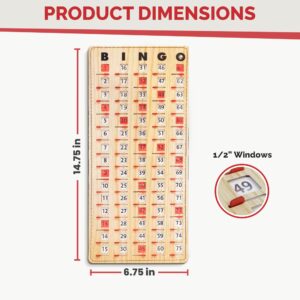 MR CHIPS Jam-Proof Finger Tip Master Bingo Card with Sliding Windows - Large Cardboard Bingo Calling Card - Tan Style