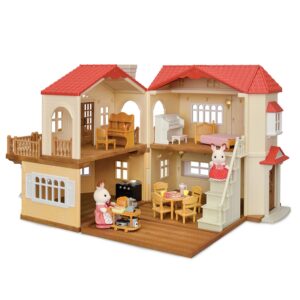 calico critters red roof country home - dollhouse playset with figures, furniture and accessories for ages 3+